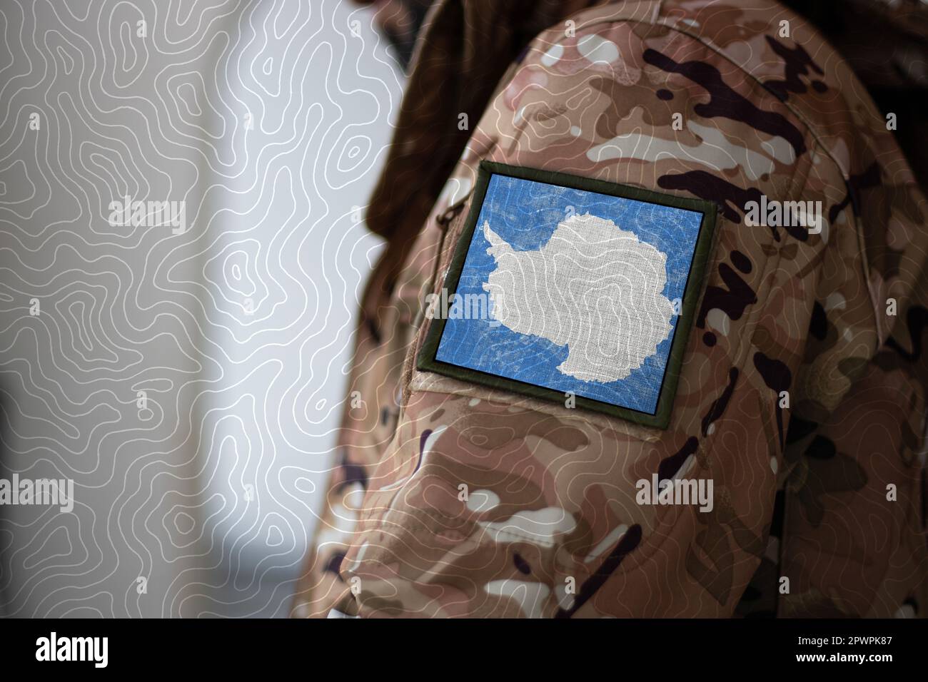 Antarctica Soldier. Soldier with flag Antarctica, Antarctica flag on a ...