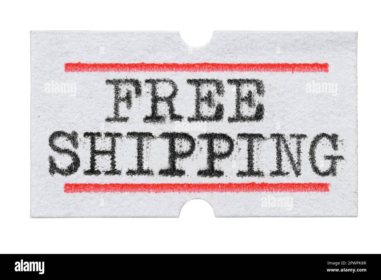 Free Shipping printed with typewriter font on price tag sticker ...