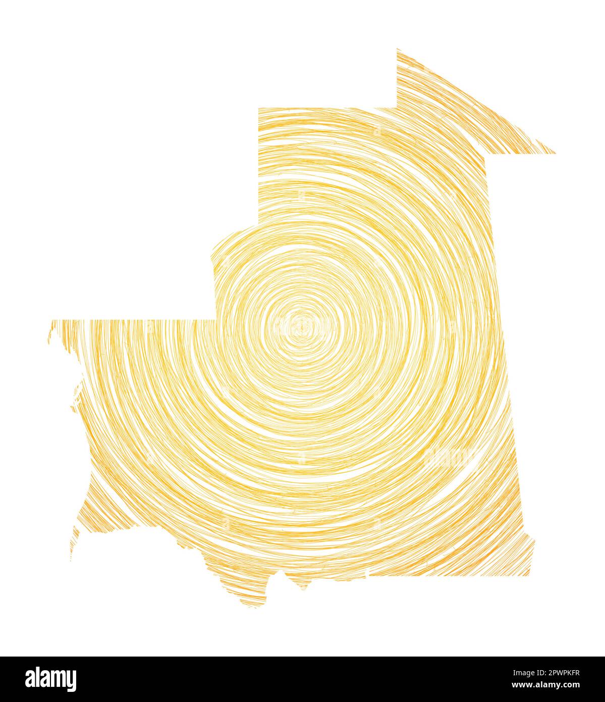 Mauritania map filled with concentric circles. Sketch style circles in ...