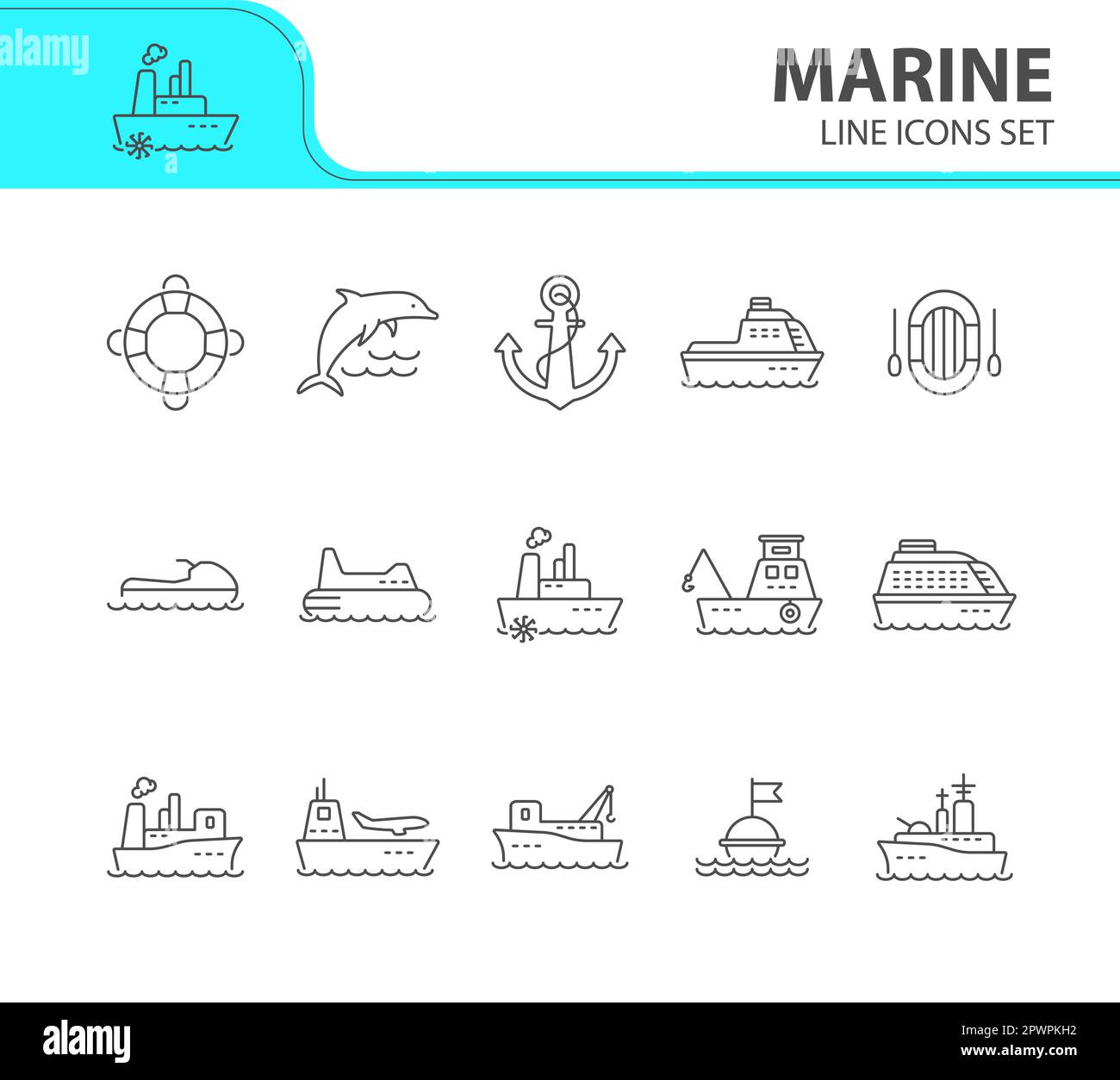 Marine line icon set Stock Vector Image & Art - Alamy