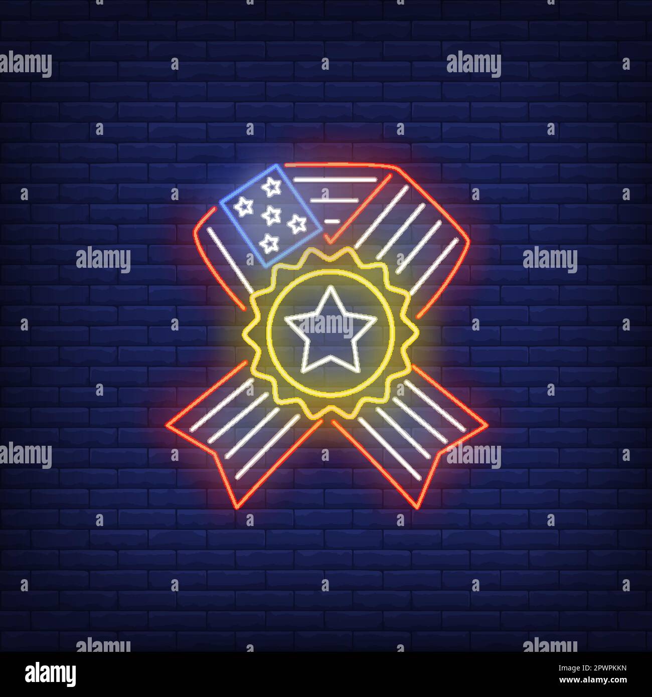 USA flag ribbon with star neon sign Stock Vector Image & Art - Alamy