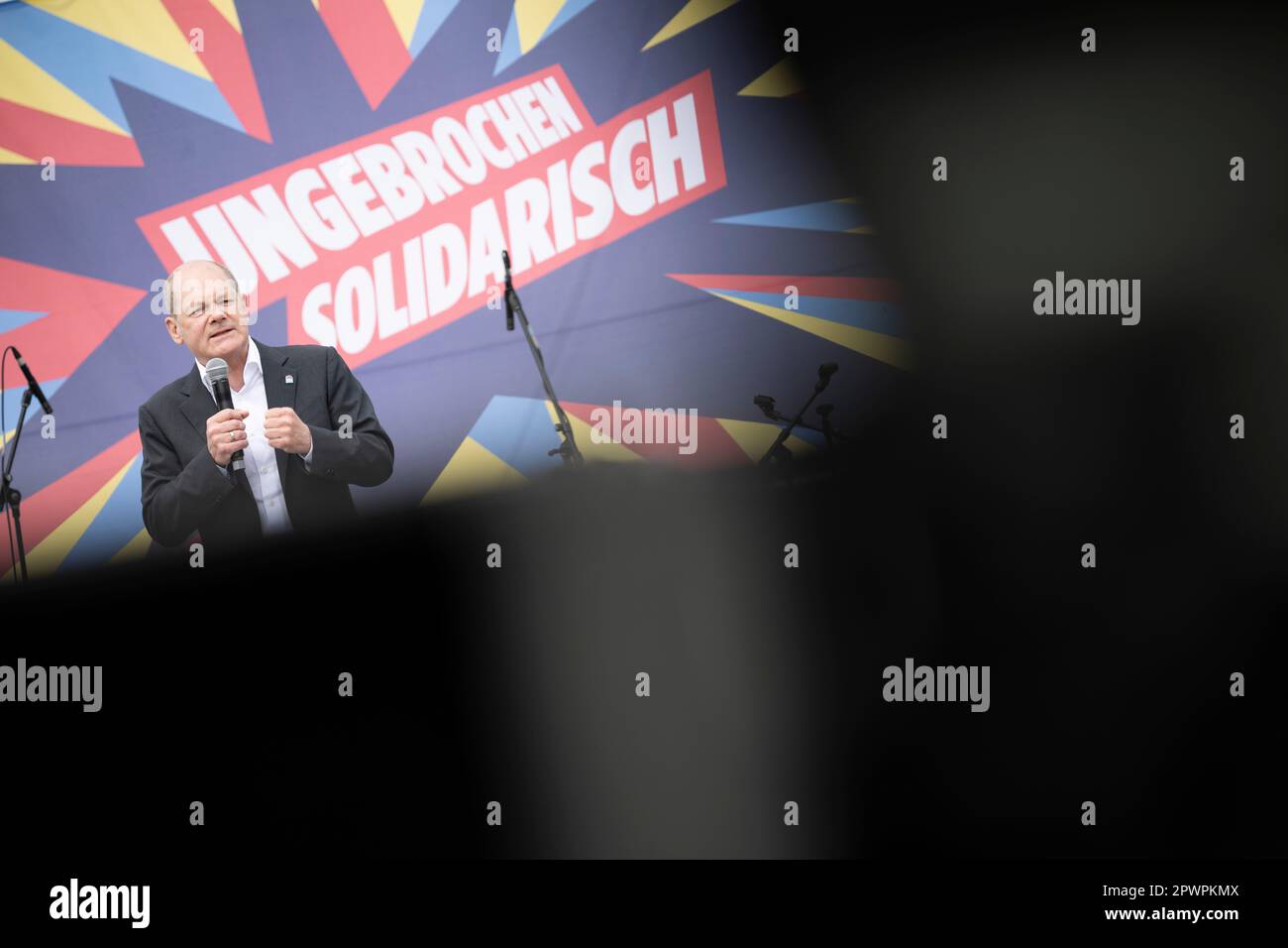 Koblenz, Germany. 01st May, 2023. Chancellor Olaf Scholz (SPD) speaks ...