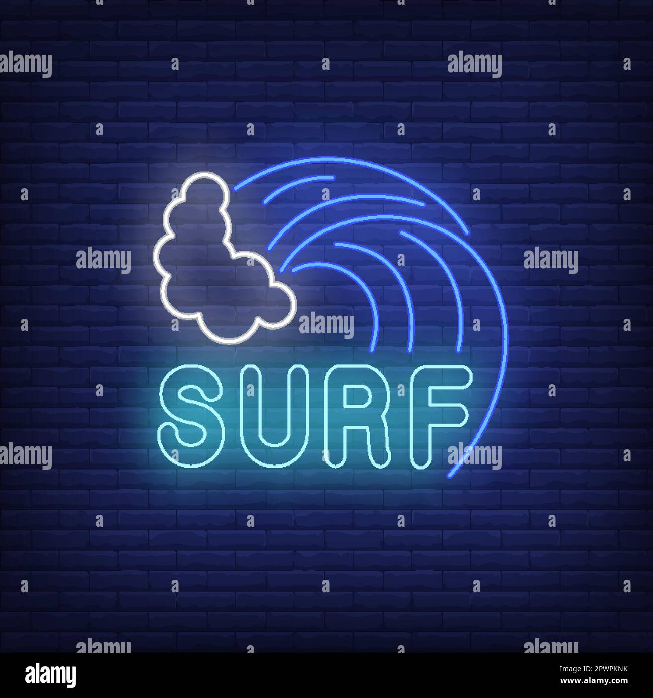 Surf neon lettering with ocean wave Stock Vector Image & Art - Alamy