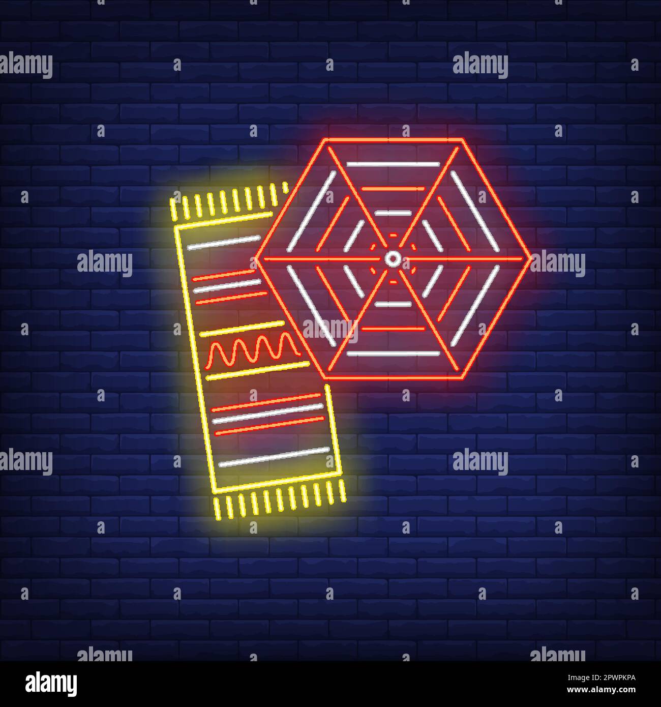 Beach umbrella and towel neon sign Stock Vector Image & Art - Alamy