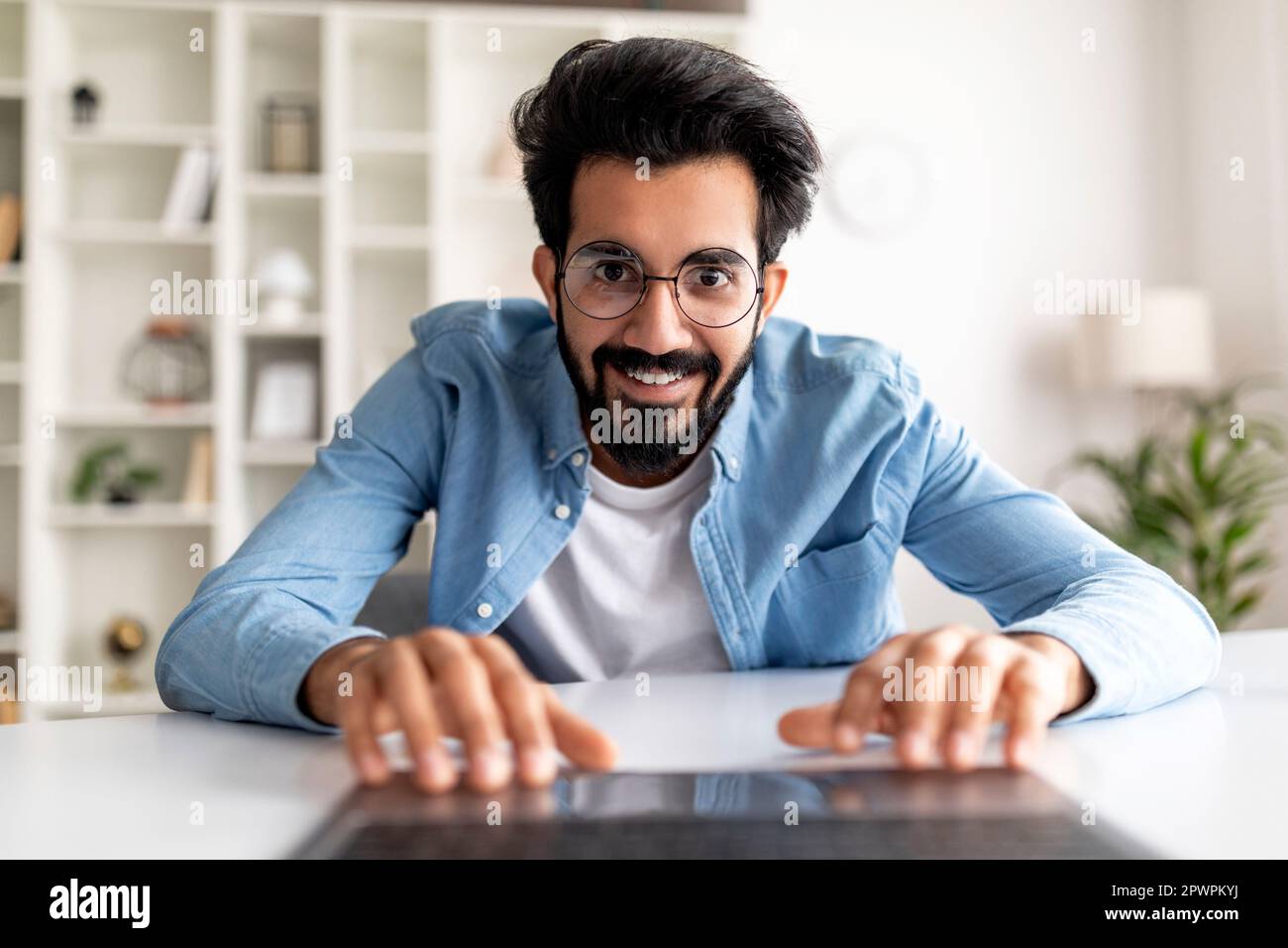 Pov shot working at computer hi-res stock photography and images - Alamy