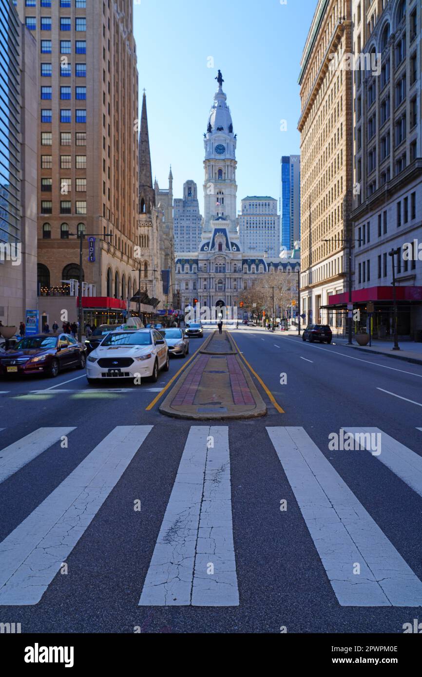 PHILADELPHIA, PA –5 MAR 2023- View of the landmark Philadelphia City ...