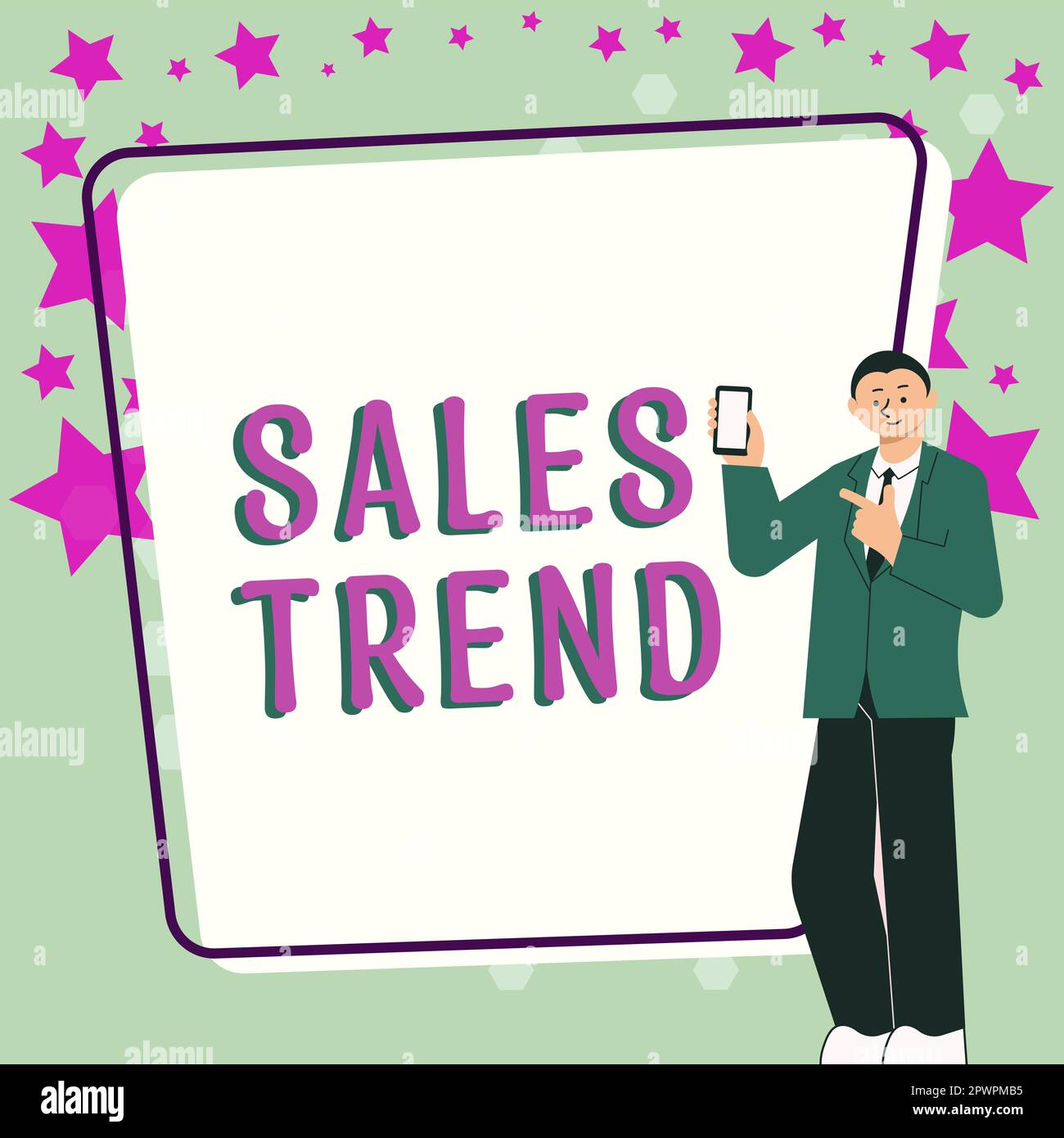 Text caption presenting Sales Trend, Business showcase Composite data ...