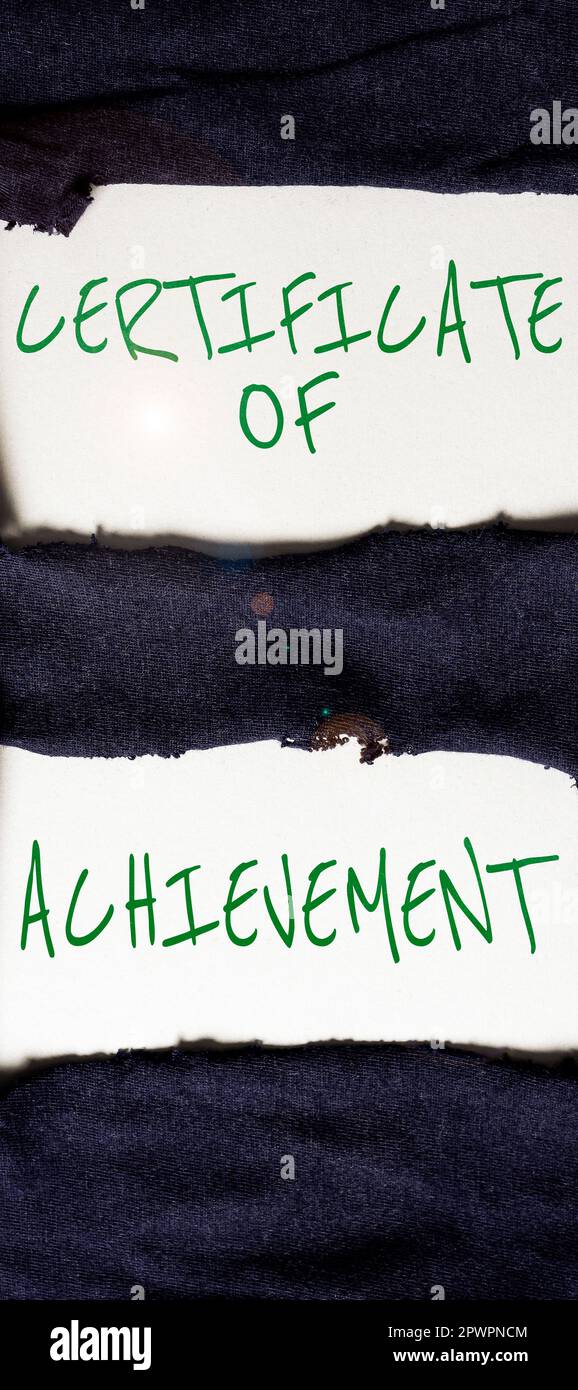 Text showing inspiration Certificate Of Achievement, Business approach ...