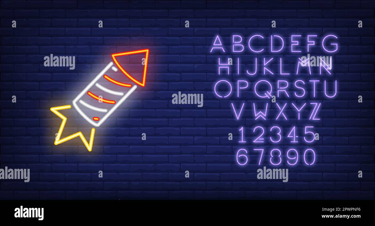 Firework rocket neon sign Stock Vector Image & Art - Alamy