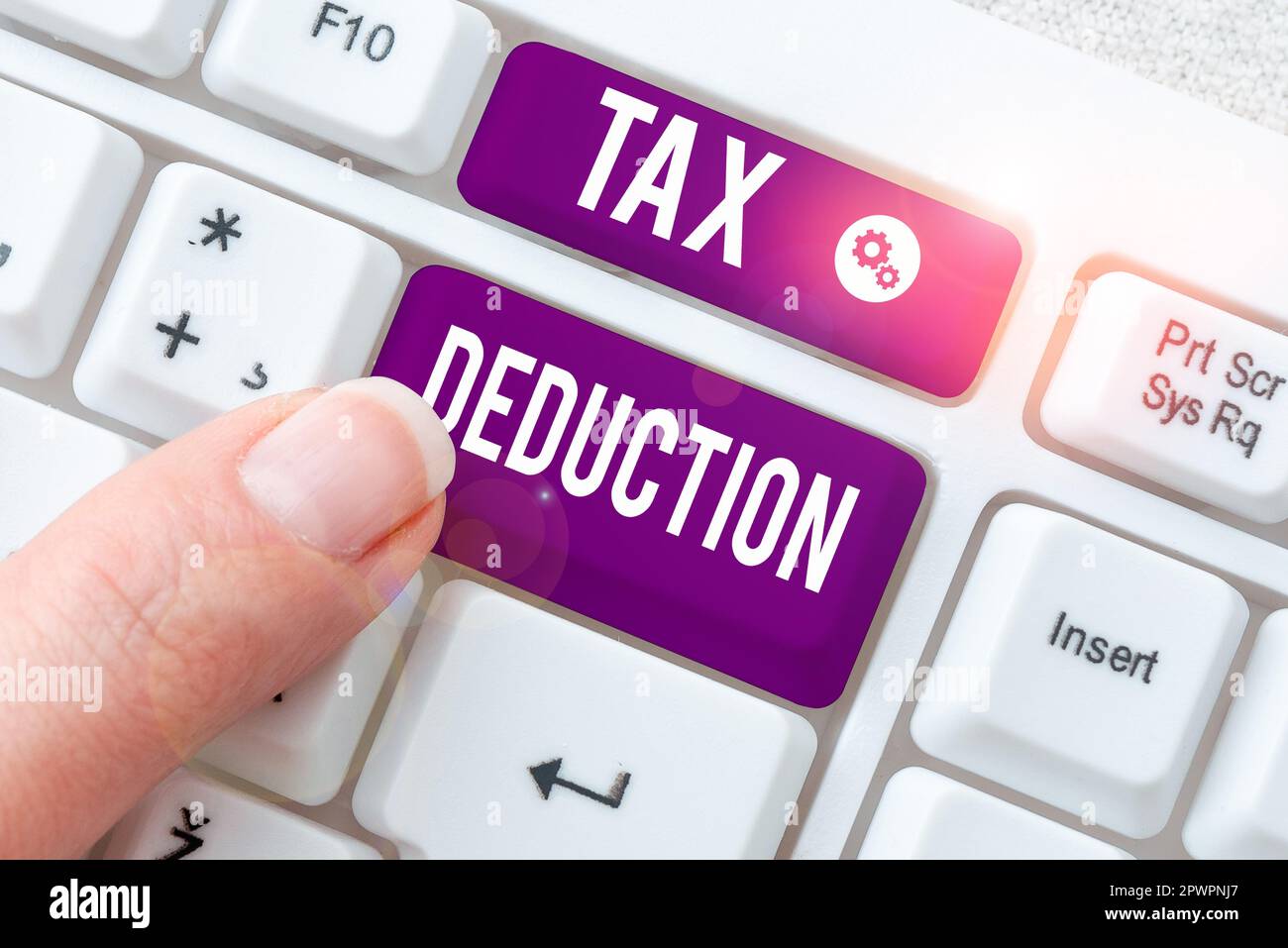 Hand writing sign Tax Deduction, Business concept amount subtracted ...