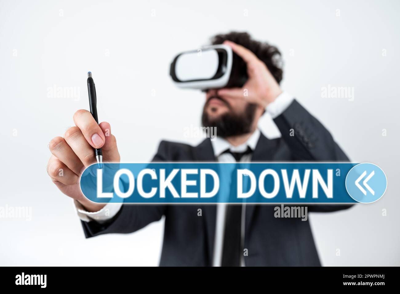 Conceptual caption Locked Down, Business concept emergency measure ...