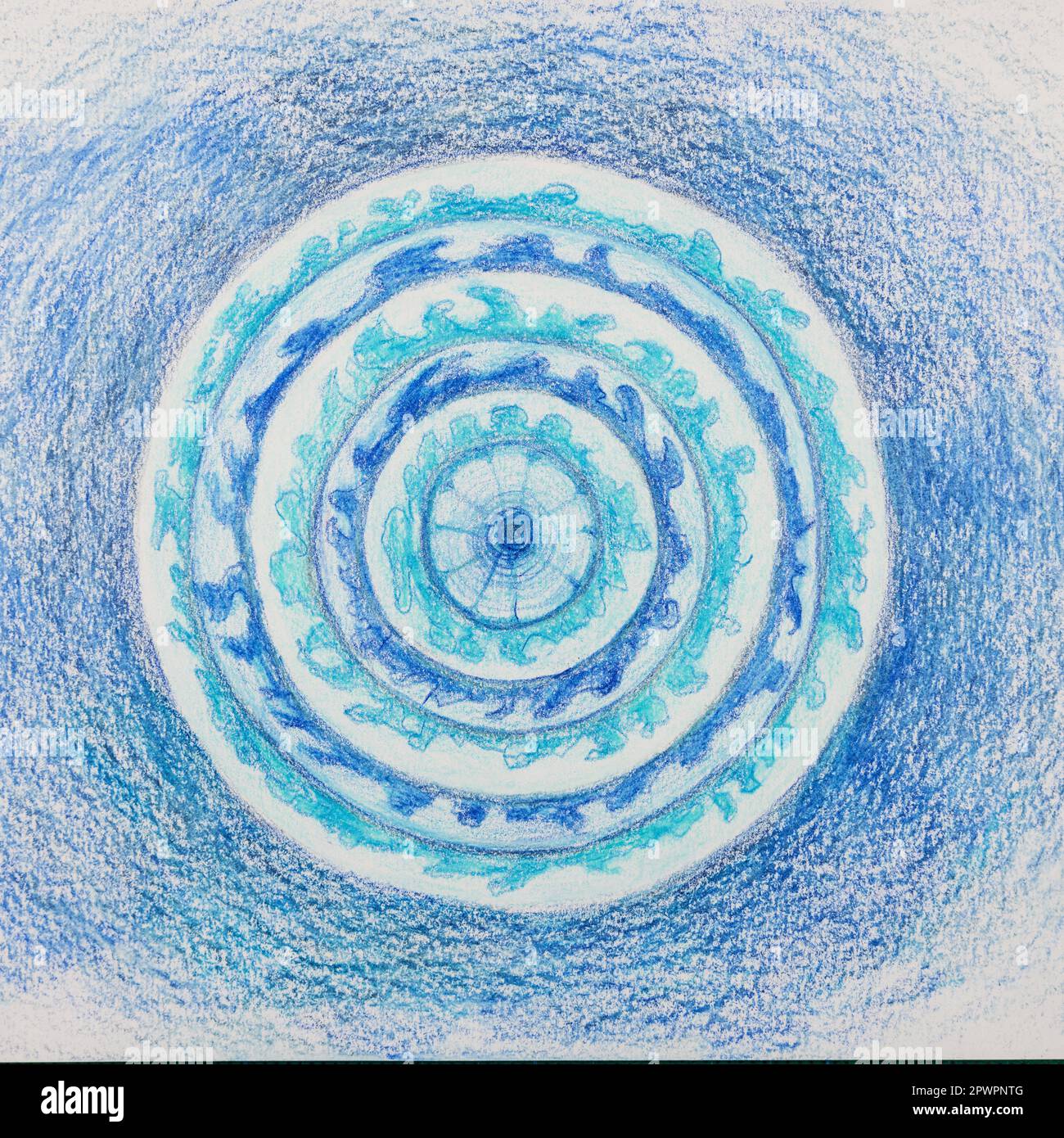 Meidative blue mandala with circles Stock Photo - Alamy