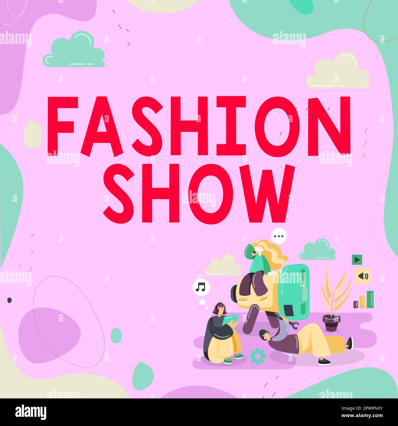 Hand writing sign Fashion Show, Business overview exibition that ...