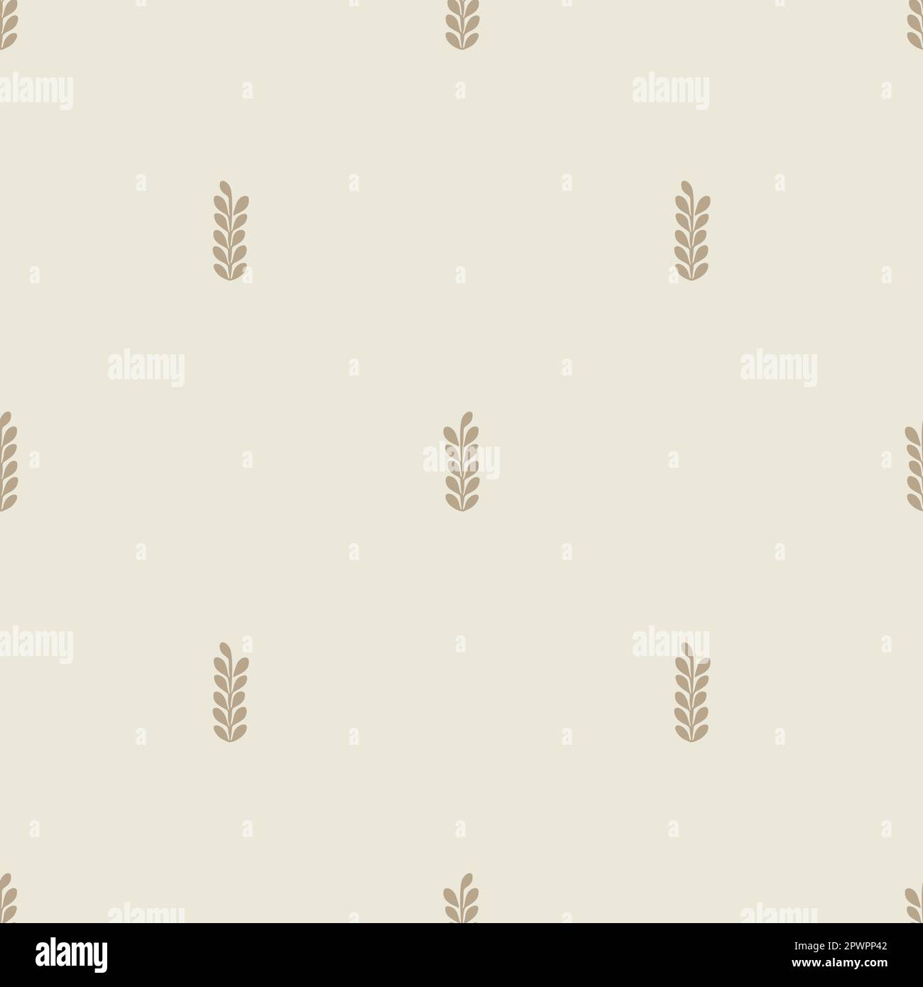 Quirky leaf sprig lino cut motif vector pattern. Seamless decoration of ...