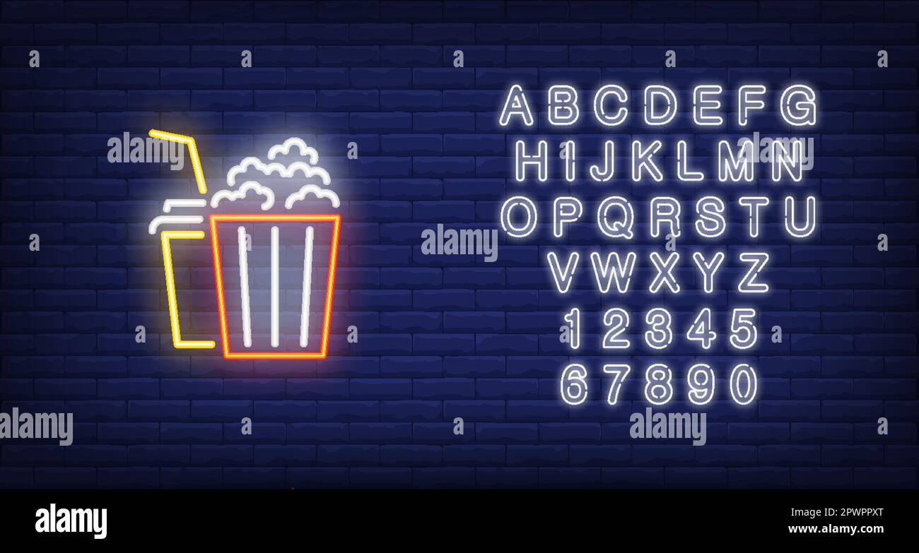 Popcorn and coke neon sign Stock Vector Image & Art - Alamy