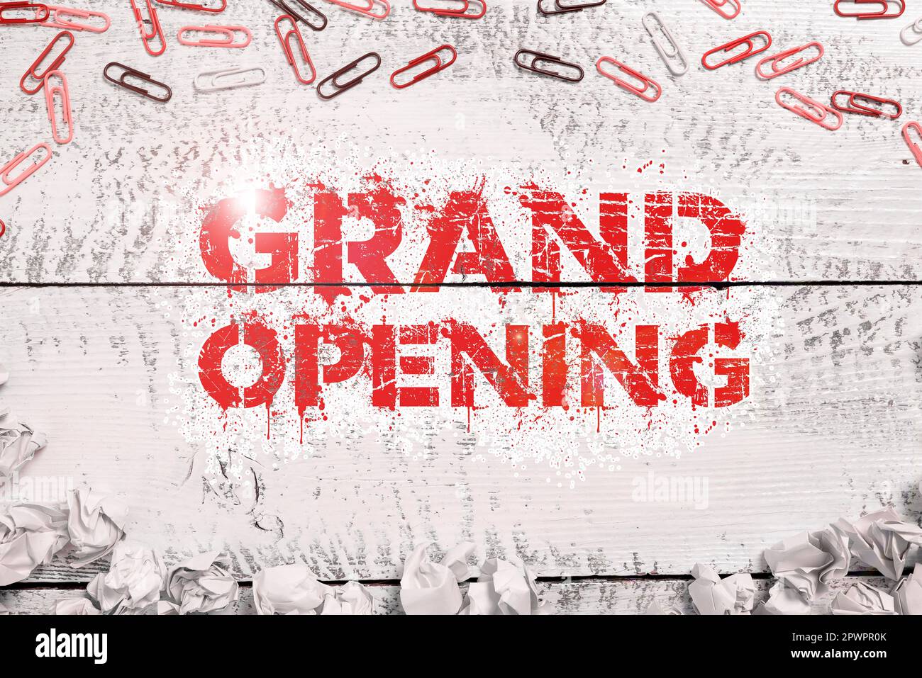 Conceptual display Grand Opening, Word Written on Ribbon Cutting New ...