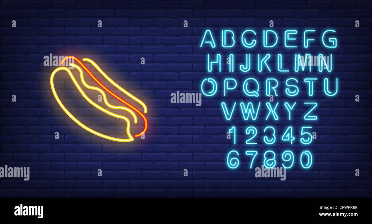 Neon hot dog sign Stock Vector Image & Art - Alamy