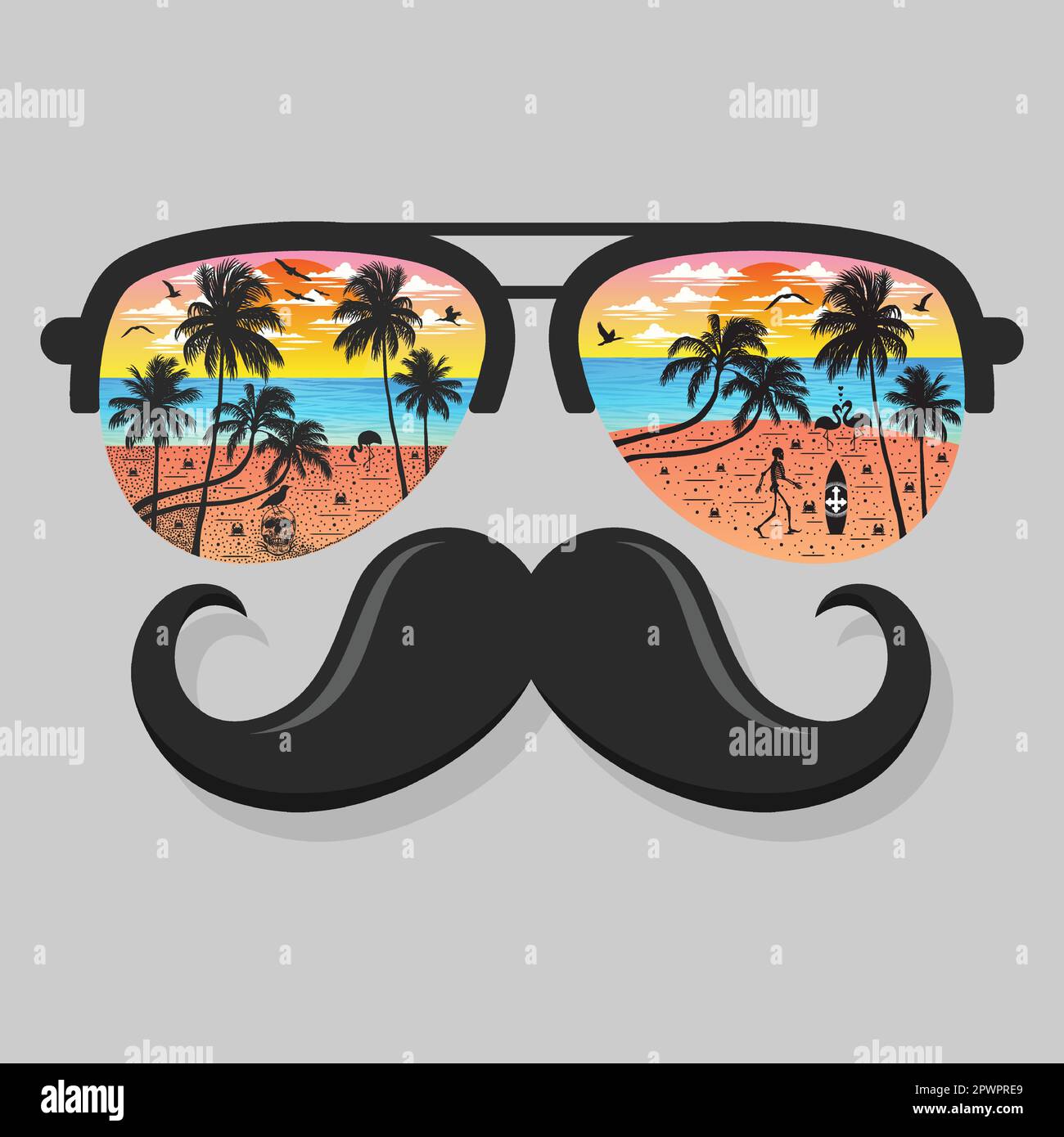 Ocean and beach panoramic landscape design. Editable, resizable, EPS 10 ...