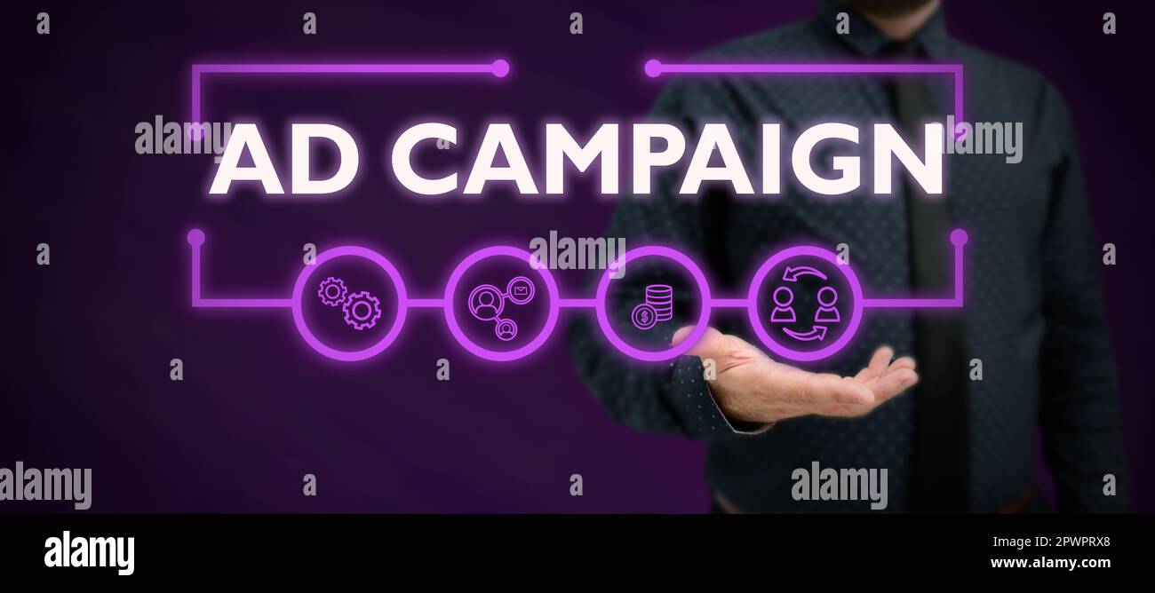 Text caption presenting Ad Campaign, Business showcase promotion of ...