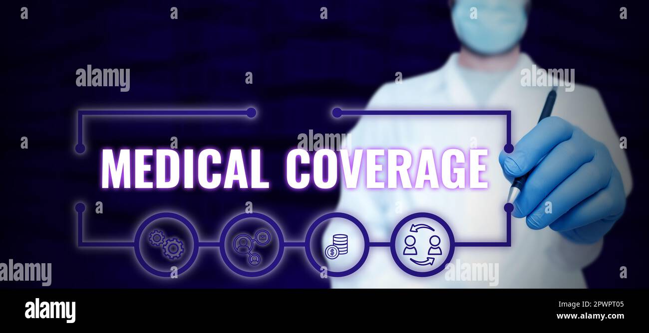 Sign displaying Medical Coverage, Concept meaning inclusion within the ...
