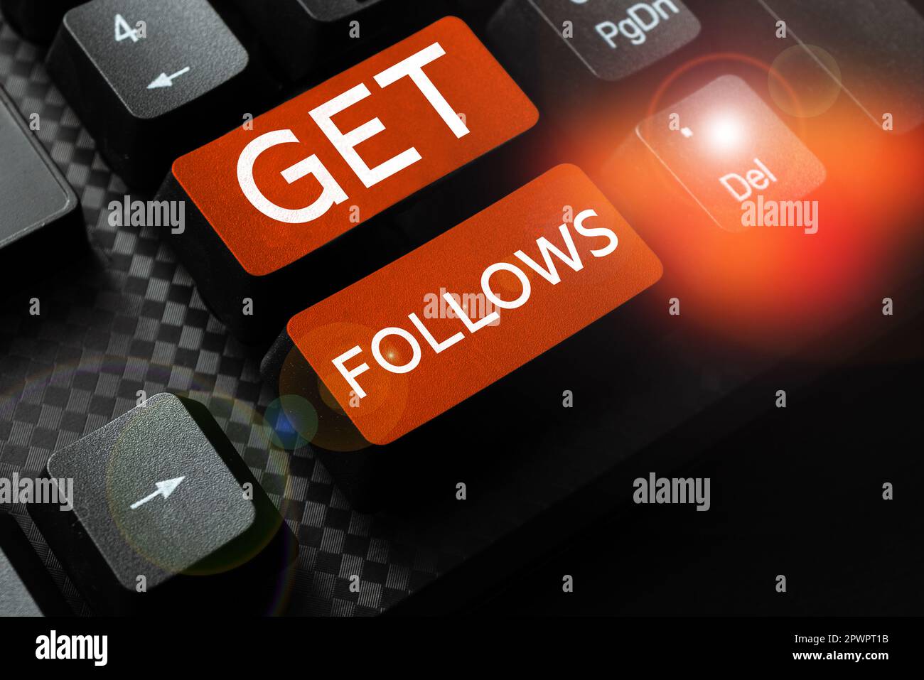 Text caption presenting Get Follows, Business idea person who imitates ...