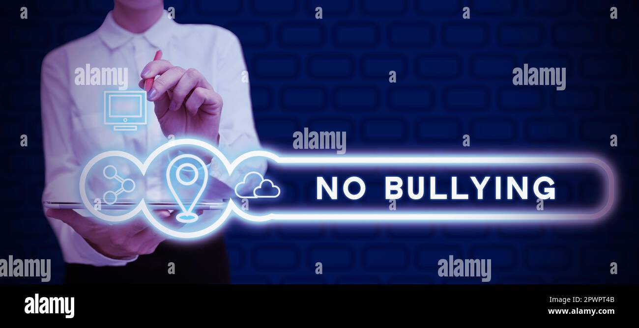 Text caption presenting No Bullying, Concept meaning stop aggressive ...