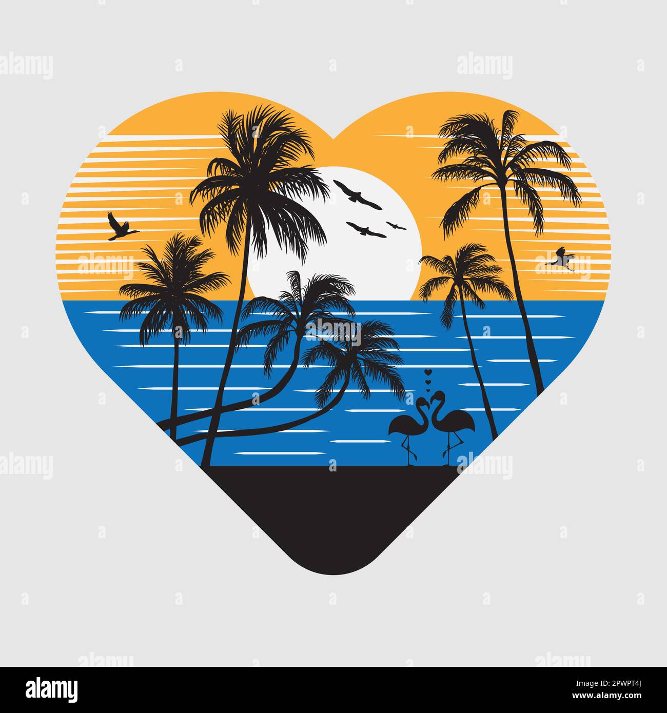 Ocean and beach panoramic landscape design. Editable, resizable, EPS 10 ...