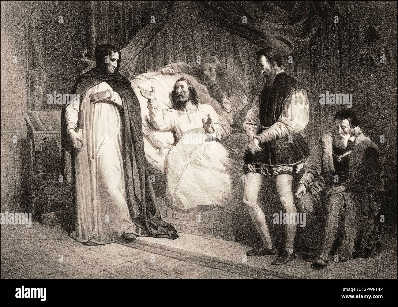 Dominican friar Girolamo Savonarola at the deathbed of Lorenzo the ...