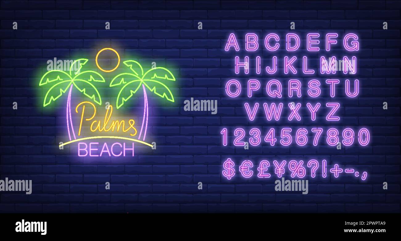 Neon palms Stock Vector Images - Alamy