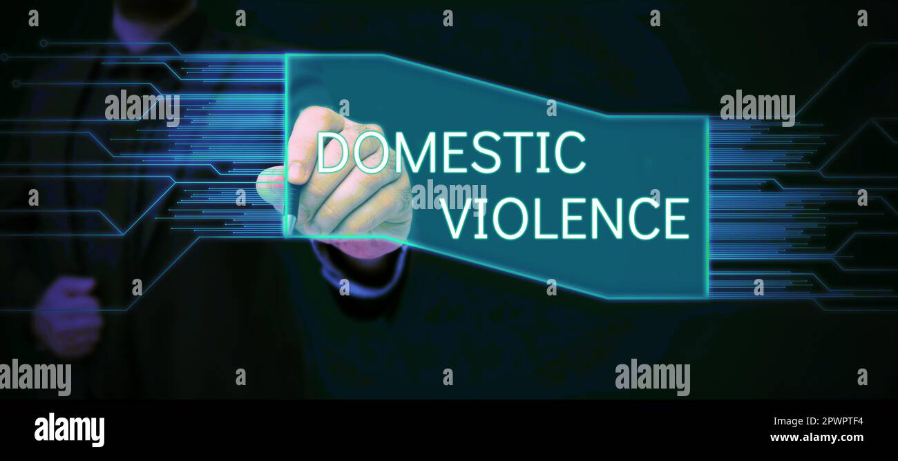 Sign displaying Domestic Violence, Word Written on violent or abusive ...