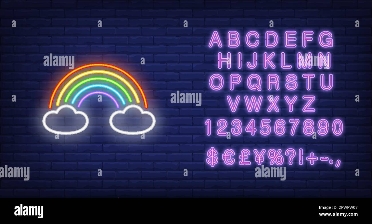 Rainbow neon sign Stock Vector Image & Art - Alamy