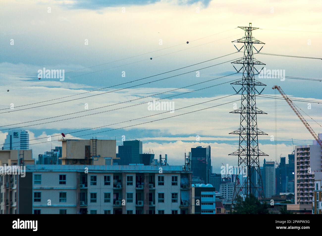 Urban sunset electricity poles hi-res stock photography and images - Alamy