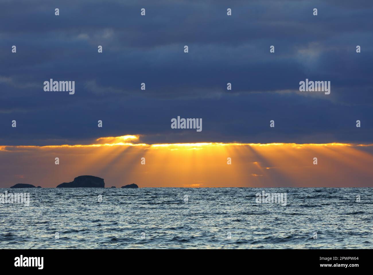 Crepuscular Rays on the Horizon at Duntulm, Isle of Skye, Scotland, UK ...