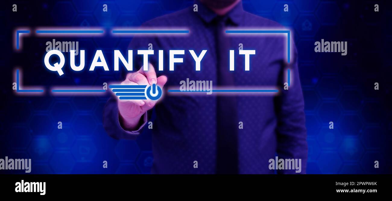 Text caption presenting Quantify It, Business approach Measure the size ...