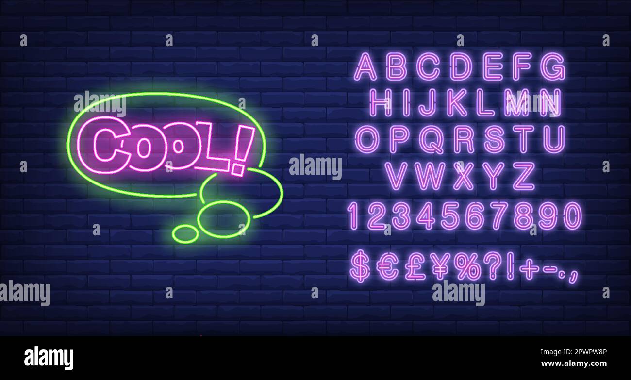 COOL lettering neon sign Stock Vector Image & Art - Alamy