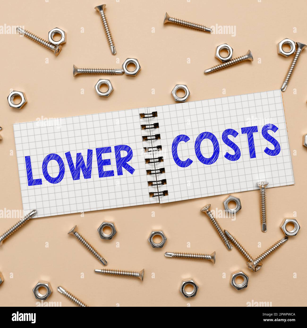 Sign displaying Lower Costs, Conceptual photo the business sets low ...