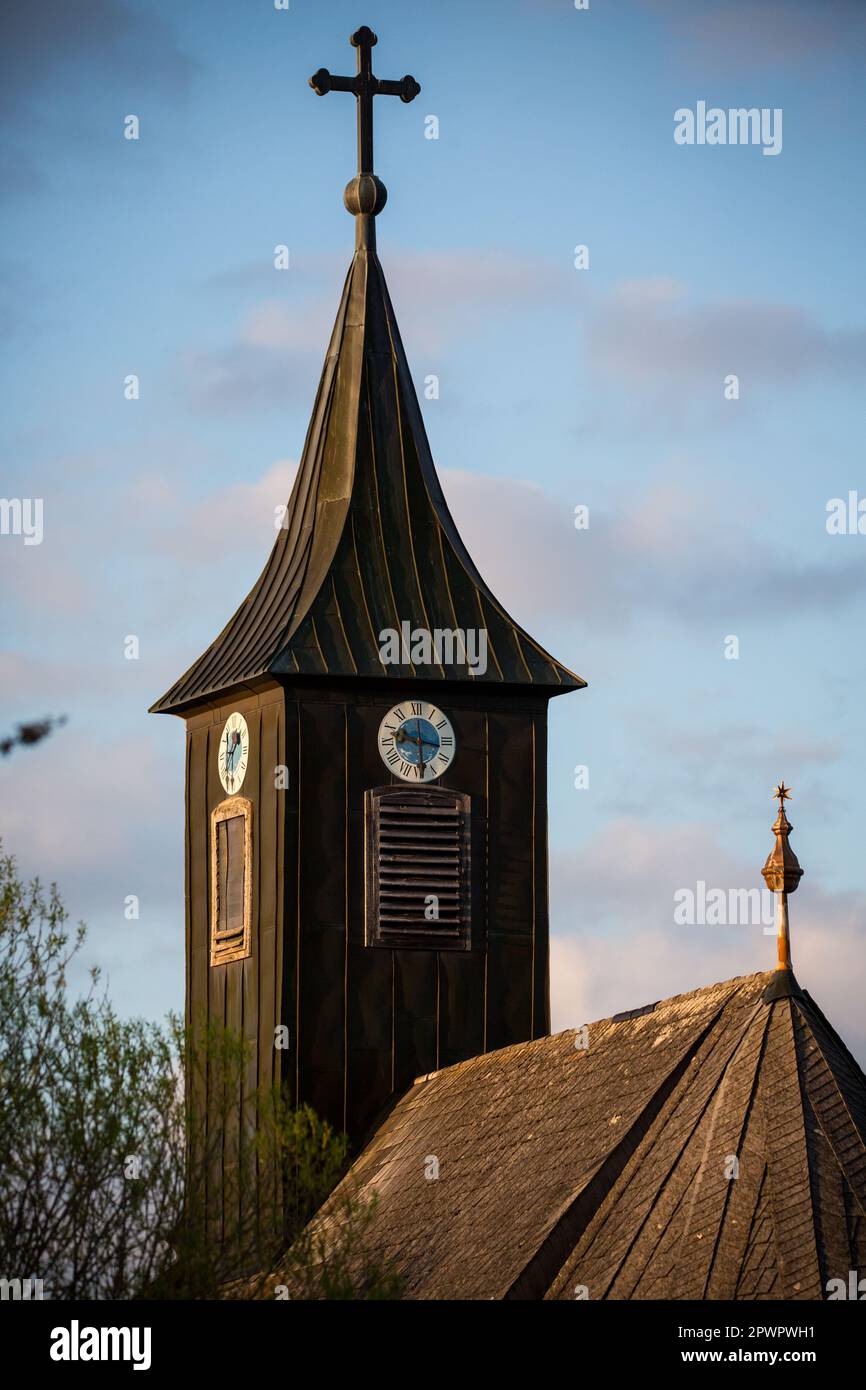 Church steeple of a chapel in a small village in the Waldviertel ...