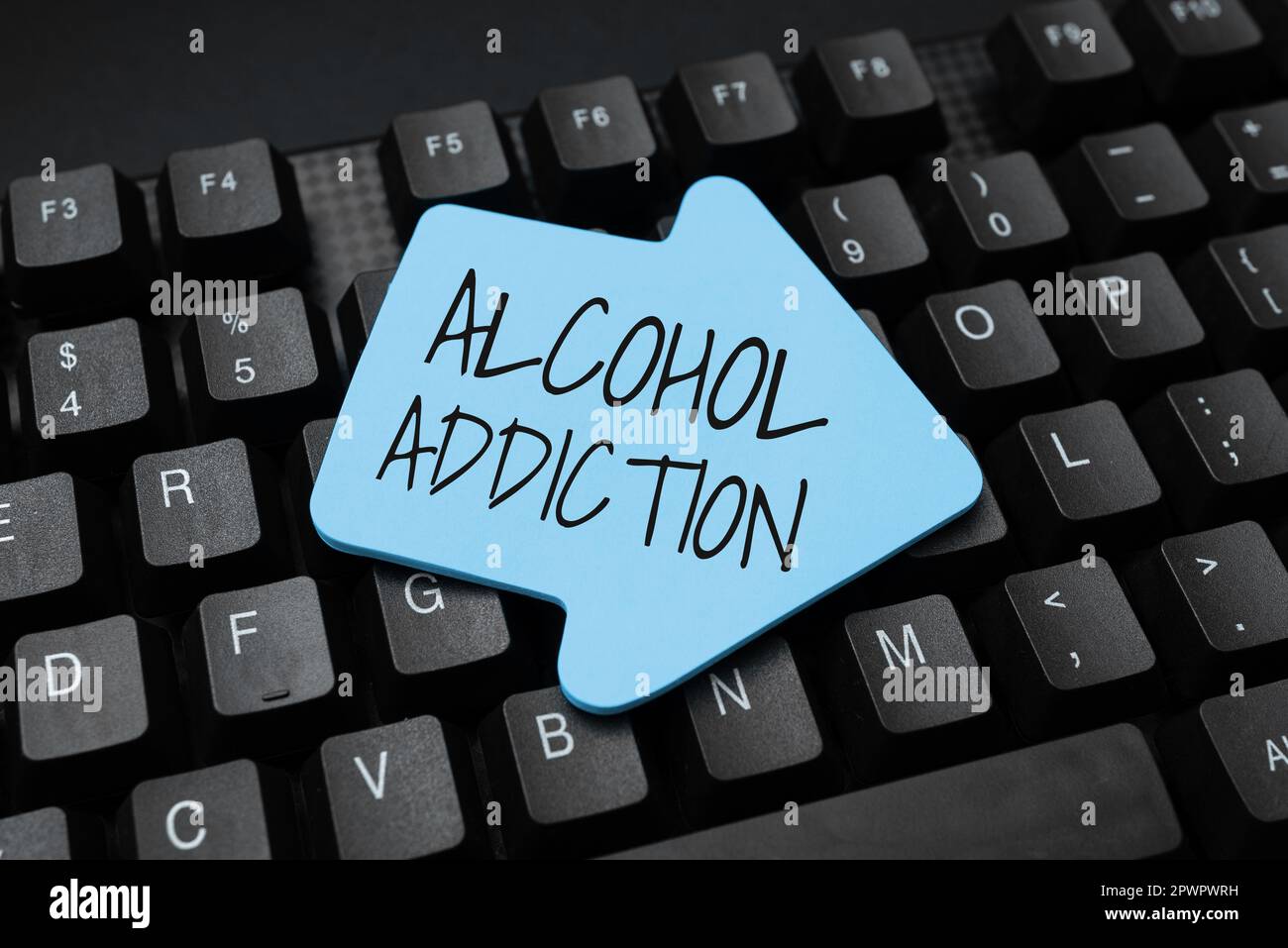 Text sign showing Alcohol Addiction, Concept meaning characterized by ...