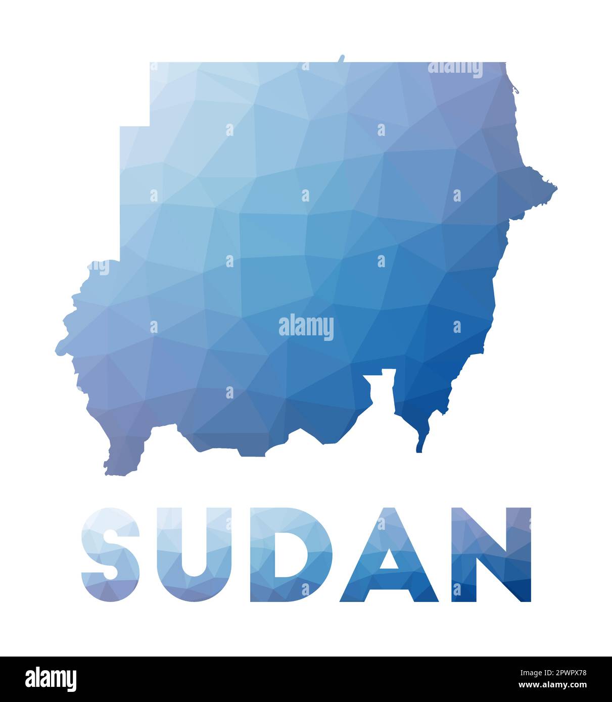 Low poly map of Sudan. Geometric illustration of the country. Sudan ...