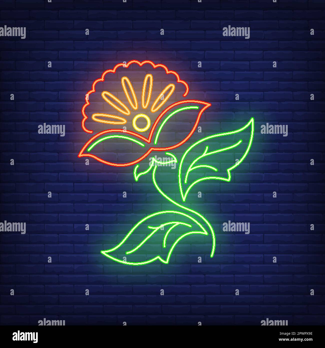 Abstract flower emblem neon sign Stock Vector Image & Art - Alamy