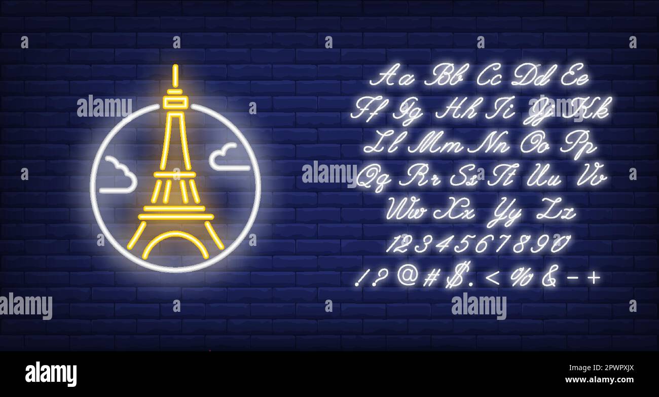 Eiffel tower neon sign Stock Vector Image & Art - Alamy