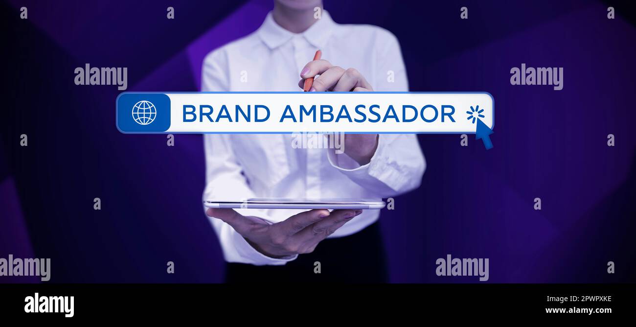 Text showing inspiration Brand Ambassador, Word for agent accredited as ...