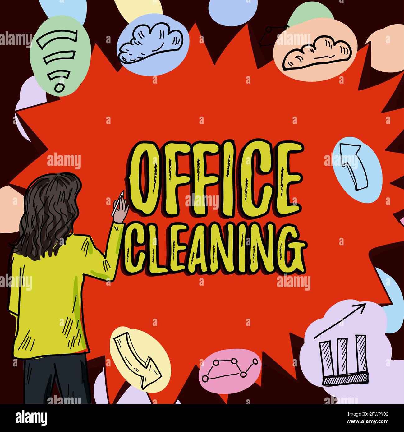 Text caption presenting Office Cleaning, Business approach the action ...