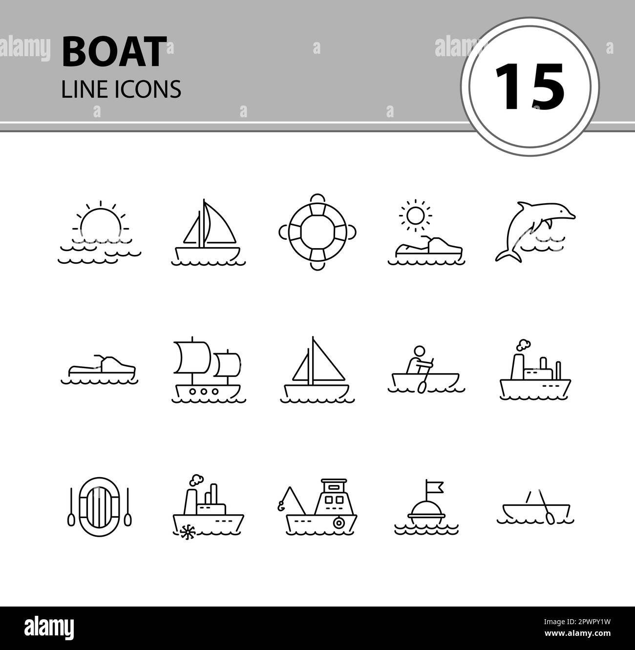 Boat line icon set Stock Vector Image & Art - Alamy