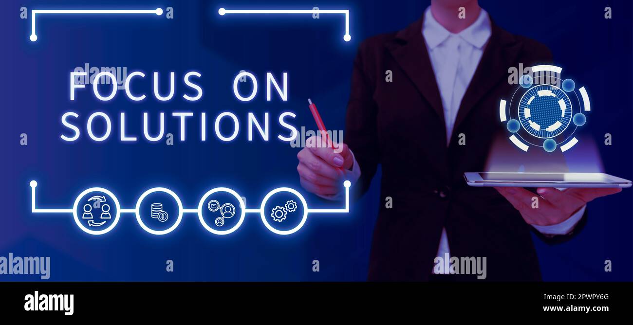Conceptual caption Focus On Solutions, Word Written on powerful ... Conceptual caption Focus On Solutions, Word Written on powerful ...