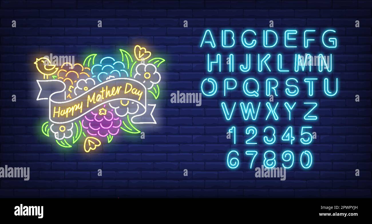 Illuminated lettering with floral Stock Vector Images - Alamy