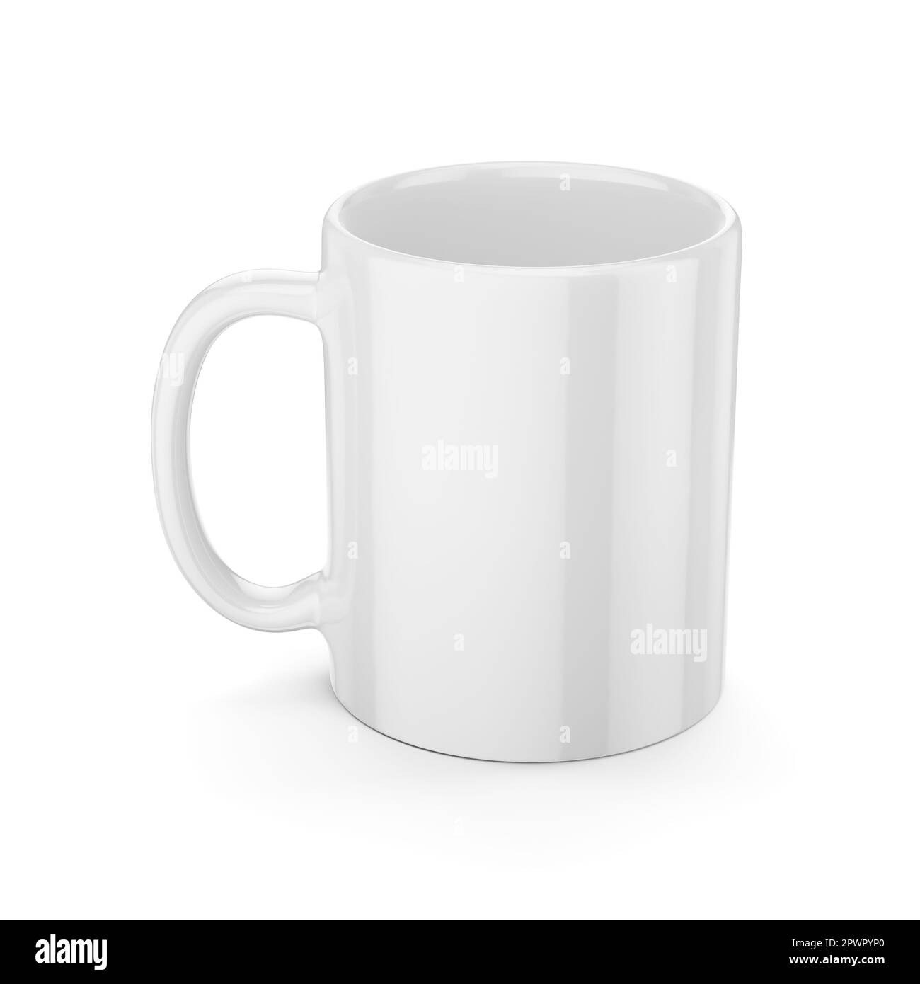 Blank white coffee or tea mug mock-up isolated on white background. 3D ...