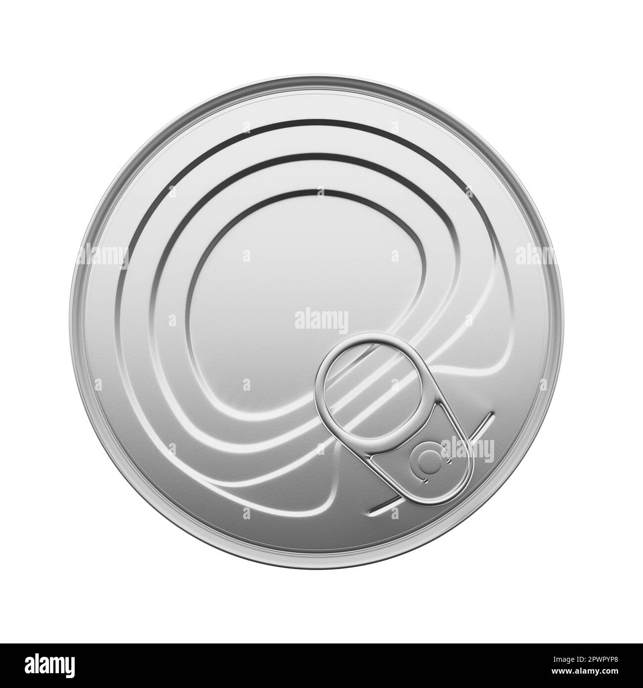 Tin can top view Isolated on white background. 3D rendering ...