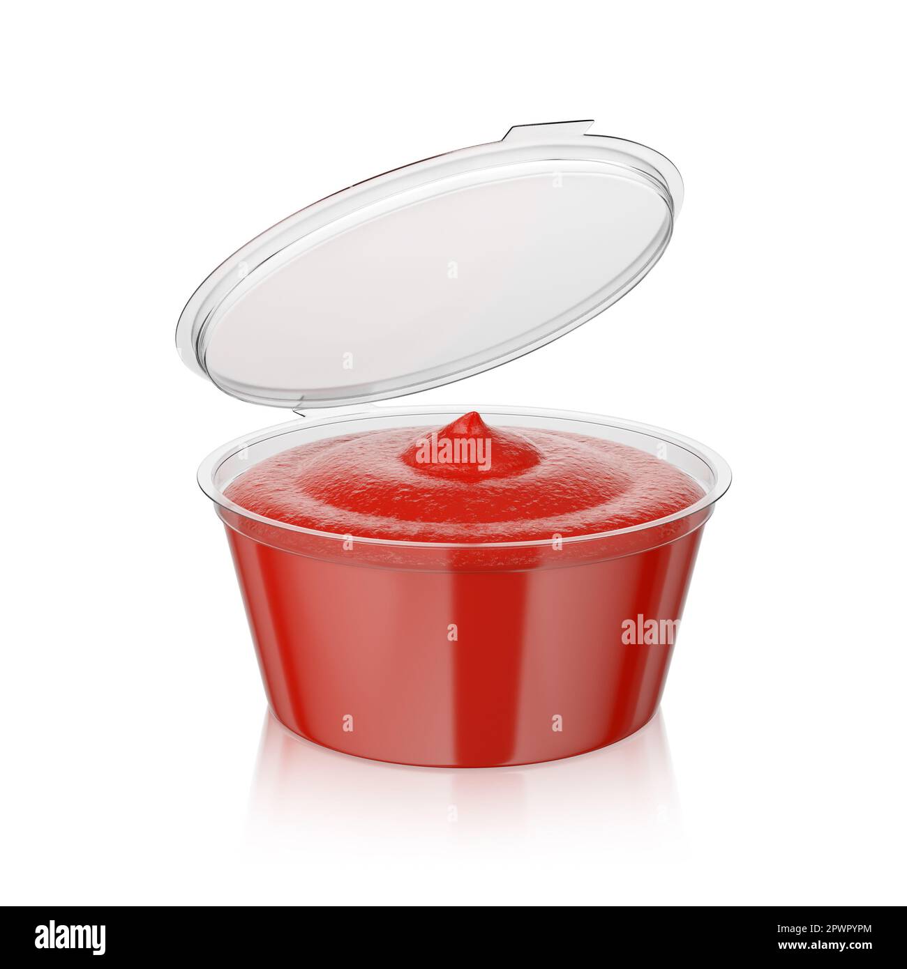 Open red ketchup sauce fast food dip container isolated on white. 3D ...