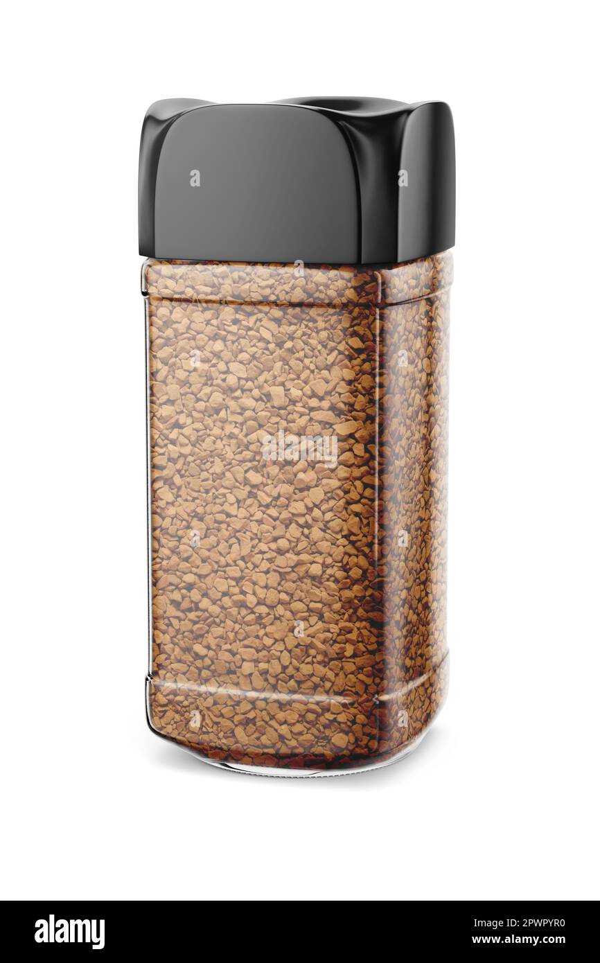 Jar of instant coffee without label isolated on white background. 3D ...